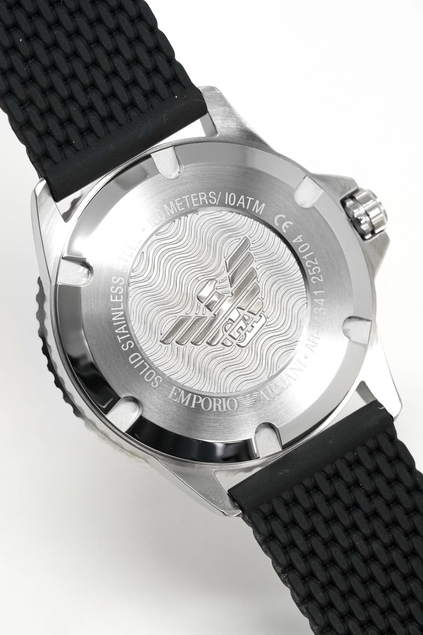 Emporio Armani Emporio Armani Three-Hand Date Black Mesh Silicone Watch (Model: AR11341)