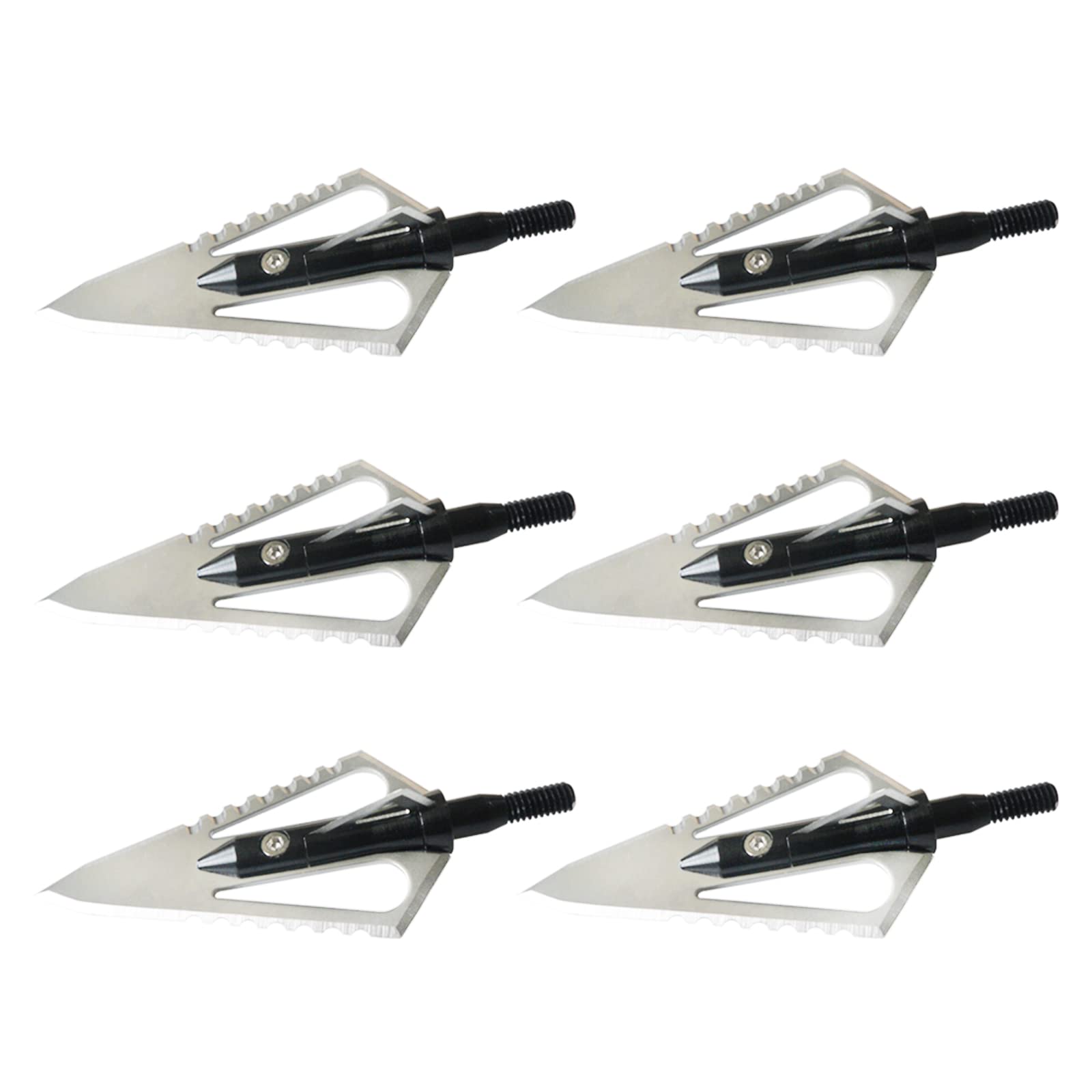 e5e10 100 Grain Stinger Hunting Broadheads, 12pcs 4 Blade 2 Sawtooth Blade Screw-in Arrow Heads Arrow Tips Compatible with Traditional Bows and Compound Bow