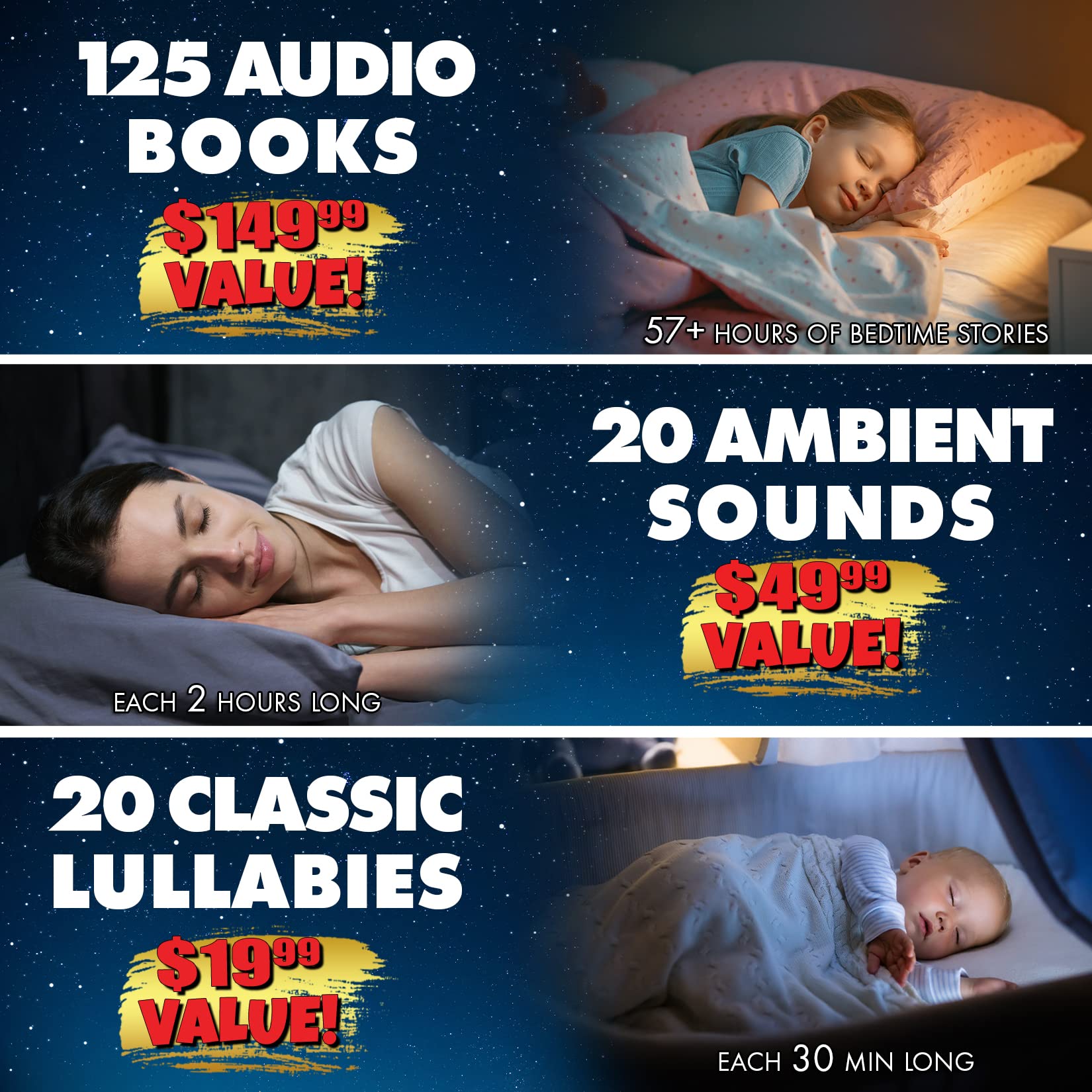 Illumi Dreams Star Projector, Galaxy Projector for Bedroom with Bedtime Stories, Ambient Sounds, & Classic Lullabies, Nursery Night Light for Kids & White Noise Bluetooth Speaker for Adults Children