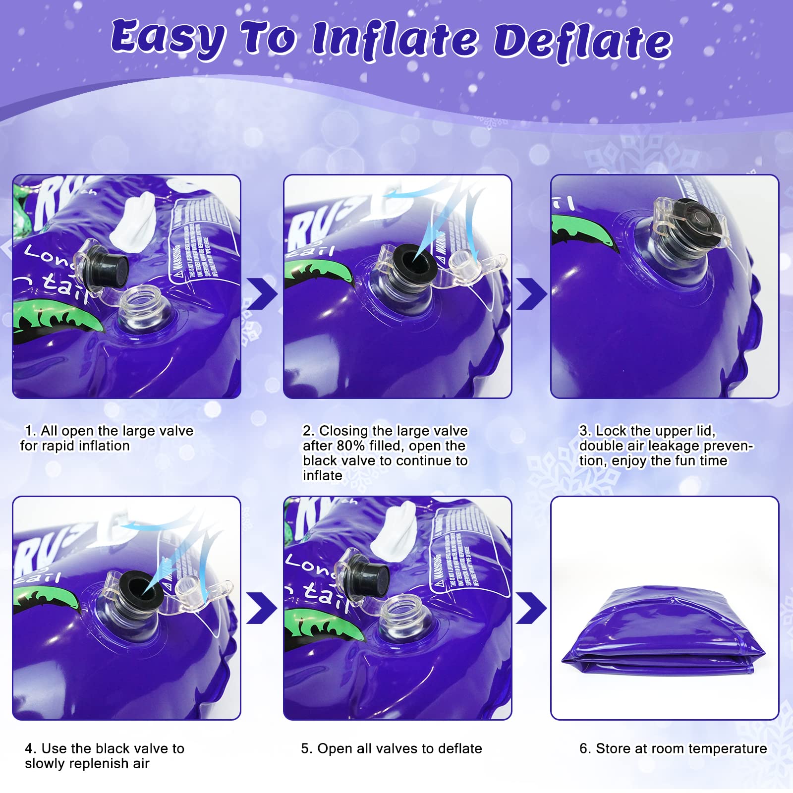 Dinosaur Snow Tube Inflatable Snow Sled with Handles for Skating Winter Outdoor Fun for Kids