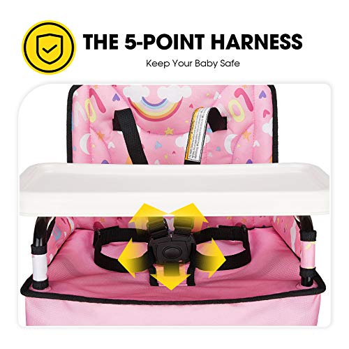 VEEYOO Baby High Chair with Removable Tray - Portable High Chair for Eating and Feeding, Indoor and Outdoor, Compact Fold, Pink