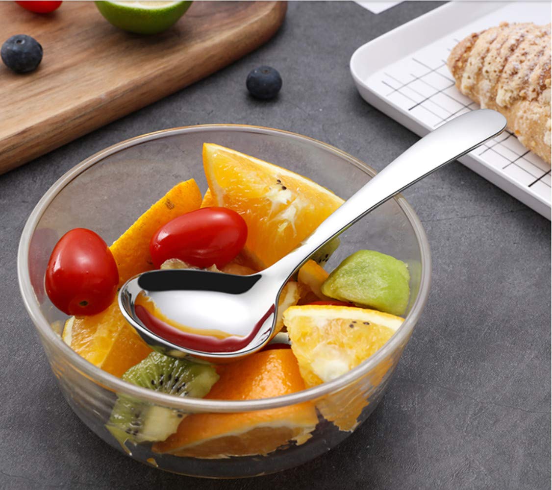 Qualizon 18/8 Stainless Steel Adult Soup Spoon Big Round Spoons Large Heavy Weight Dinner Spoon 4-Piece (7.2Inch)