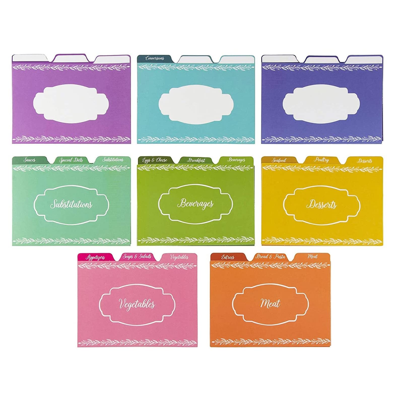 Juvale Wooden Recipe Box with Cards and 24 Dividers with Meat, Veggie, Dessert Tabs (7x5x5 in)