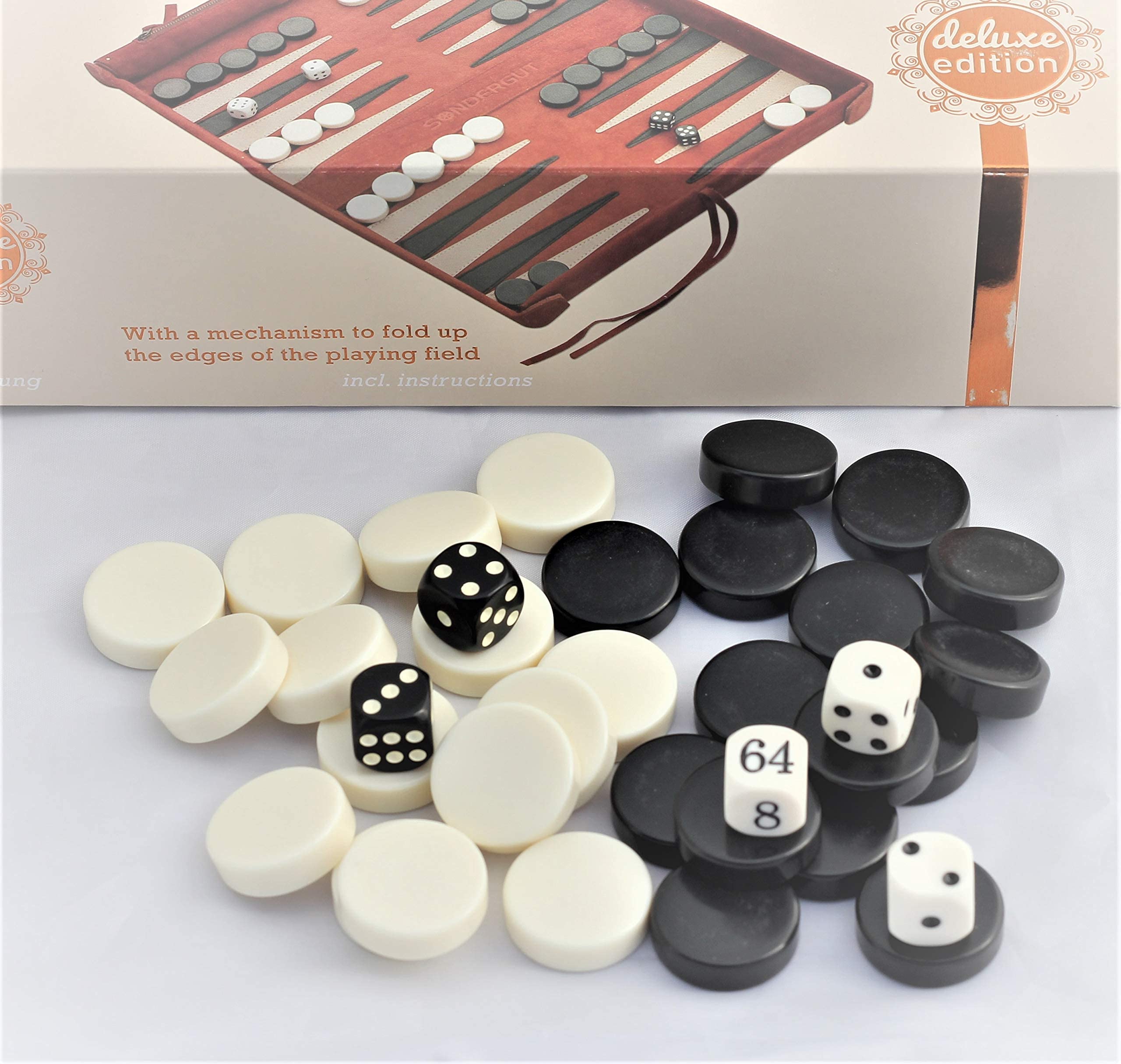 Sondergut Deluxe Backgammon Playing Stones - Replacement Draught Pieces- Regulation Size 1 Inch Checkers, Melamine Stones, Counters - for Travel Games, Standard Game Boards, Etc…