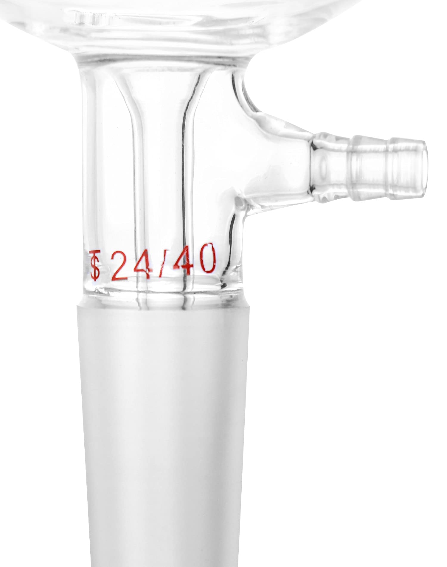 QWORK 500ml Filtering Buchner Funnel Medium Frit (G2) Lab Glassware with Standard 24/40 Joint and Vacuum Serrated Tubulation, 94mm I.D, 100mm Depth