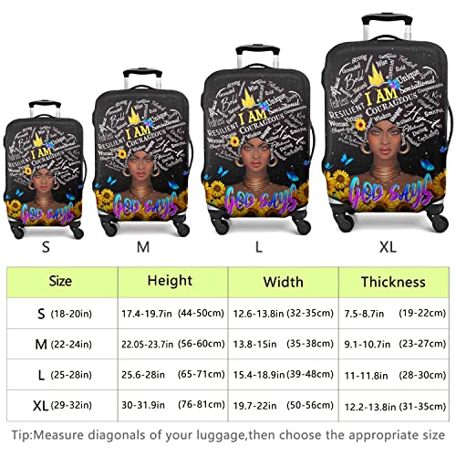 Luggage Cover Approved Cute Travel Suitcase Protector African American Elastic Washable Baggage Covers for 18-20 inch Girl Luggage(S)