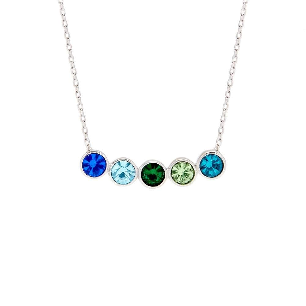 EVE'S ADDICTION Women's Personalized Sterling Silver Five Birthstone Necklace, 16" Chain - Custom CZ Bezel Set Necklace - Gift for Grandma - Gifts for Mom