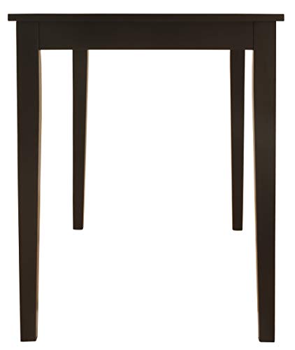 Signature Design by Ashley Kimonte Rectangular Dining Room Table, Black & Kimonte Modern Faux Leather Upholstered Armless Dining Chair, 2 Count, Dark Brown
