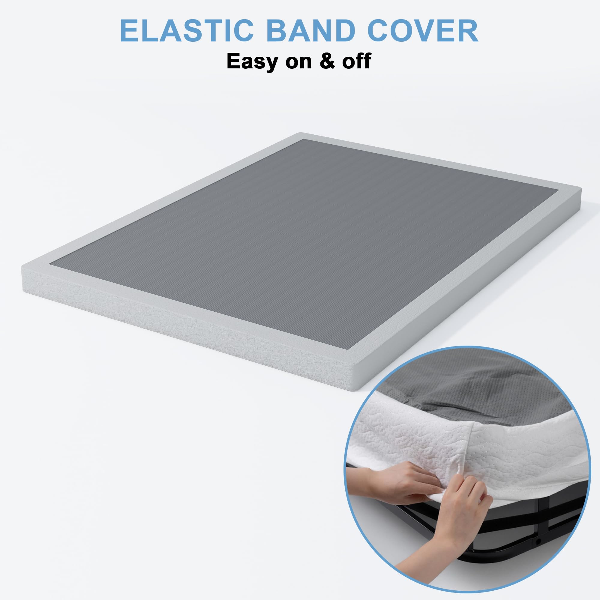 HOBINCHE Full Box Spring 3 Inch, Low Profile Box Spring for Full Bed, Heavy Duty Mattress Foundation,Metal Bed Base with Fabric Cover/Non-Slip/Easy Assembly