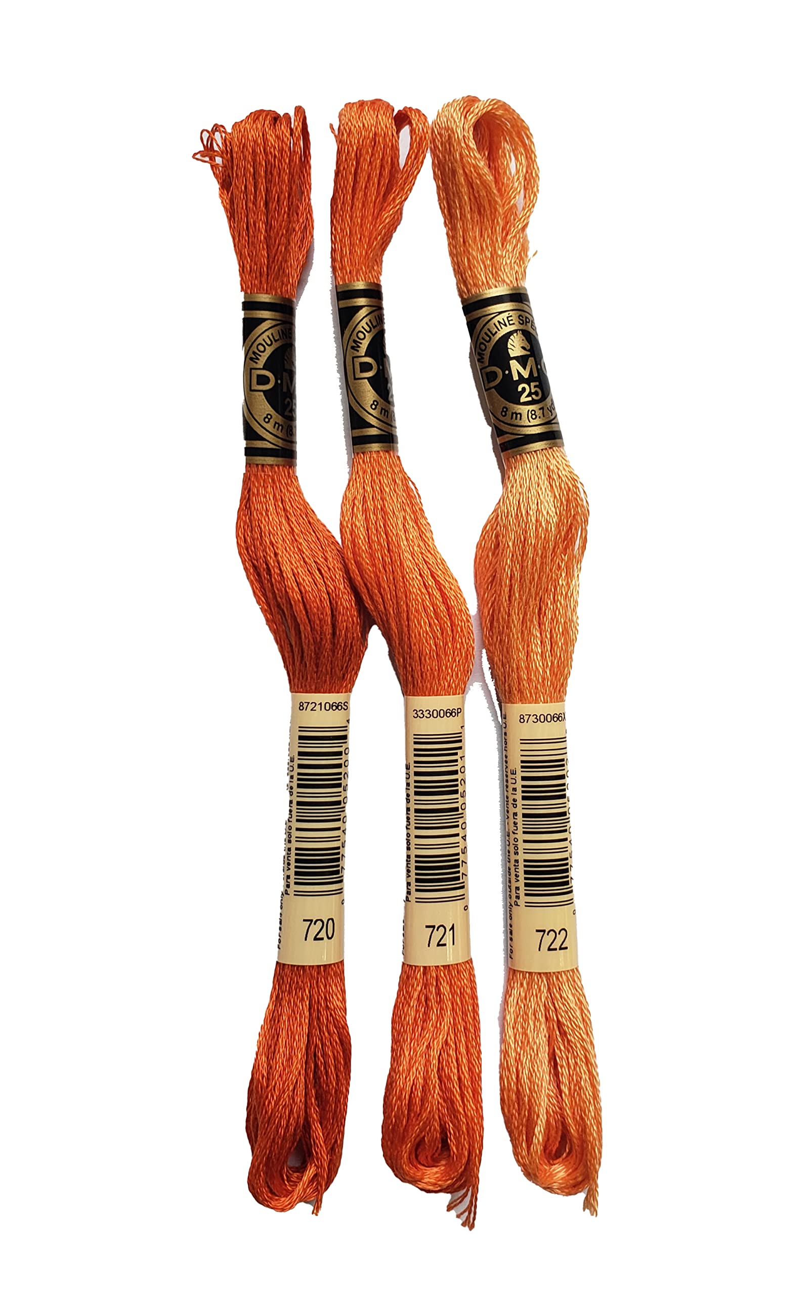 DMC 6-Strand Embroidery Cotton Bundle - Orange Spice Color Family -3 Skeins of Thread - 8.7yd Skeins