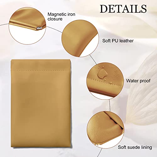 muchly 6Pcs Soft PU Leather Jewelry Travel Bag- Pocket Cosmetic Bag- Portable Jewelry Organizer for Jewelry,Cosmetics, Headphones (3 colors)