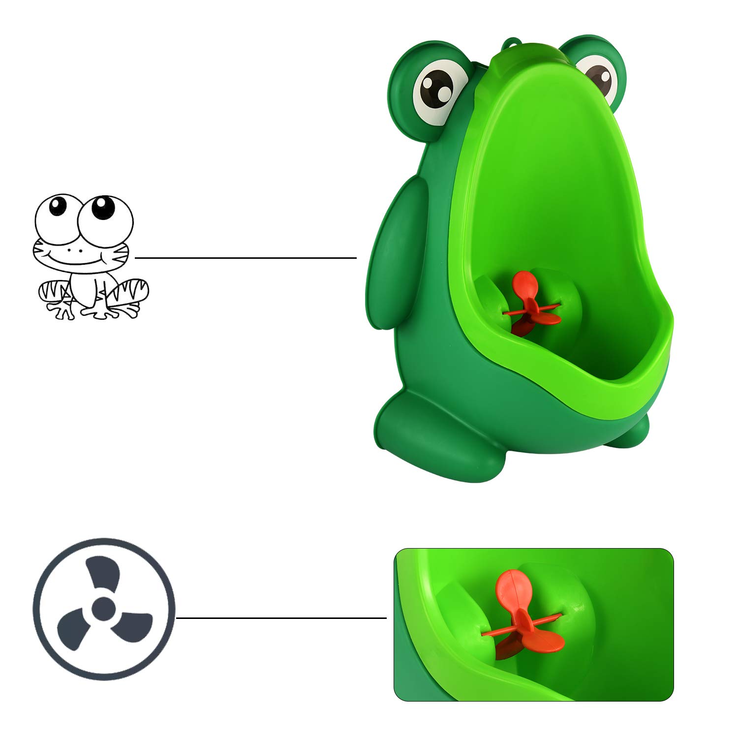 Forg Potty Training Urinal for Boys with Funny Aiming Target, Toddler Boy Toilet Pee Trainer - Green