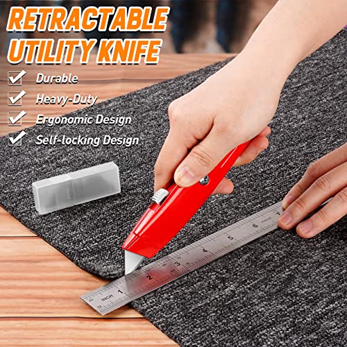Jetmore Box Cutter Utility Knife, Box Cutter Retractable, Heavy Duty Razor Knife with Extra 10 SK5 Blades, Black Box Cutters Box Opener, Aluminum Shell Box Cutter Knife Box Knife