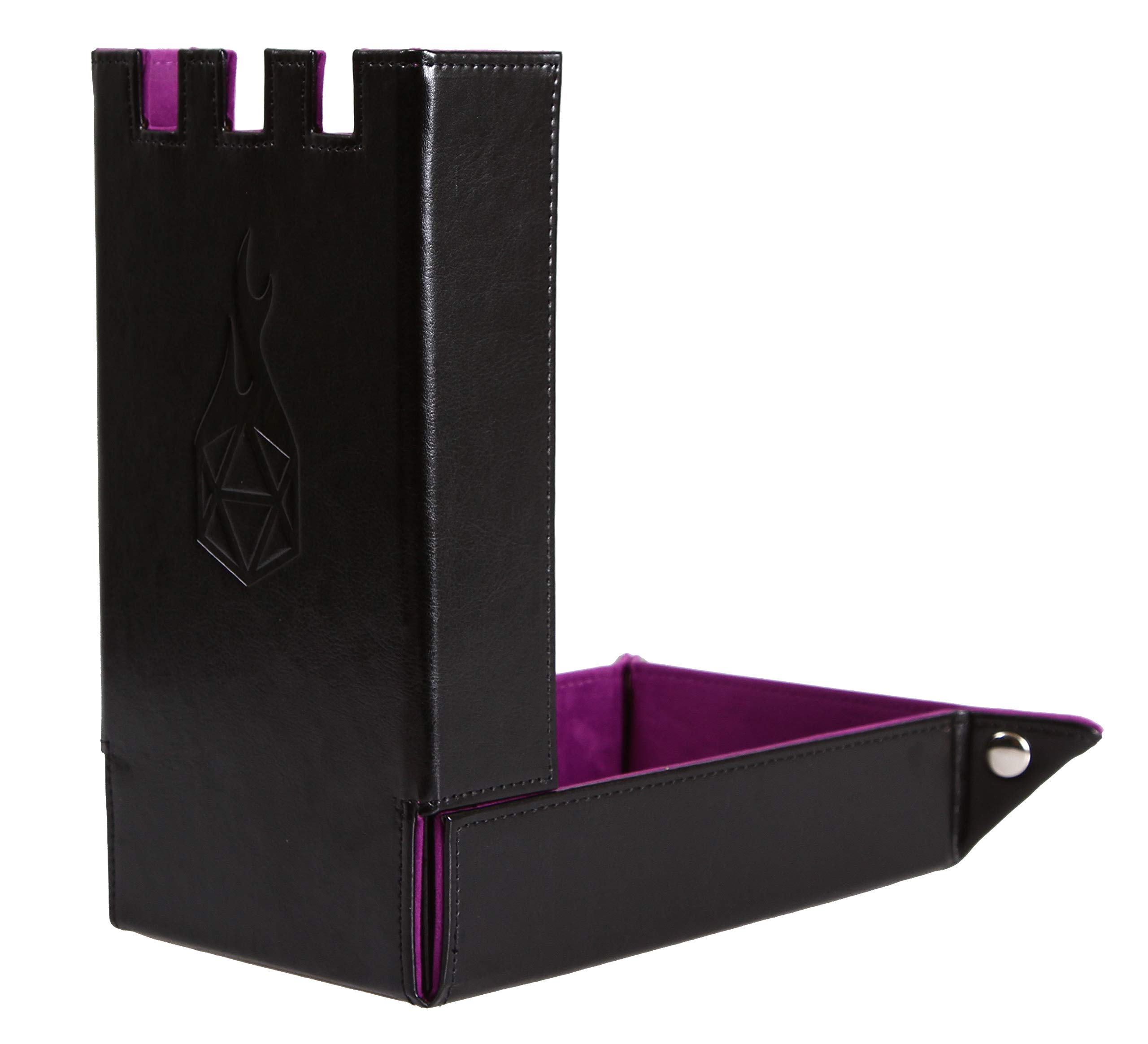 Forged Dice Co. Draco Castle Foldable Dice Tray and Dice Tower - Foldable DND Dice Tray and Dice Rolling Tray Tower - Perfect for Dungeons and Dragons RPG and Tabletop Gaming - Purple