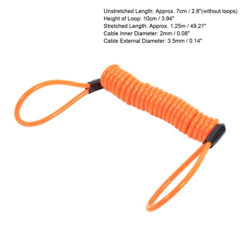 Disc Lock Cable, Yctze Motorcycle Bike Alarm Disc Lock Antitheft Security Spring Reminder Coil Cable Yellow Replacement for Motorbikes Motorcycles Scooters Bicycles(Orange)