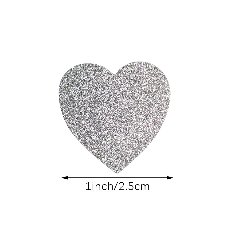 GLORYSHOP Silver Heart Stickers Roll, Glitter Dots 300 Pcs 1 Inch Self Adhesive Sticker Labels Envelope Seals for Wedding, Business, Graduation, Birthday, Party, Flower Gift Wraps
