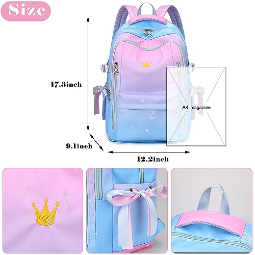 Makukke Backpack for Girls,Cute Kawaii School Bag Kids Lightweight Bookbag Backpack for Middle and High School with Anti Theft Pocket,Black White School Backpack