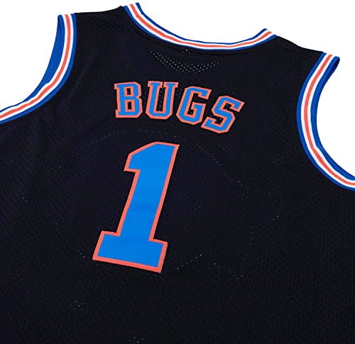 TUEIKGU #1 Bugs Space Movie Youth Basketball Jersey for Kids Fit Age 5-18 Boys (Black1, Largel)