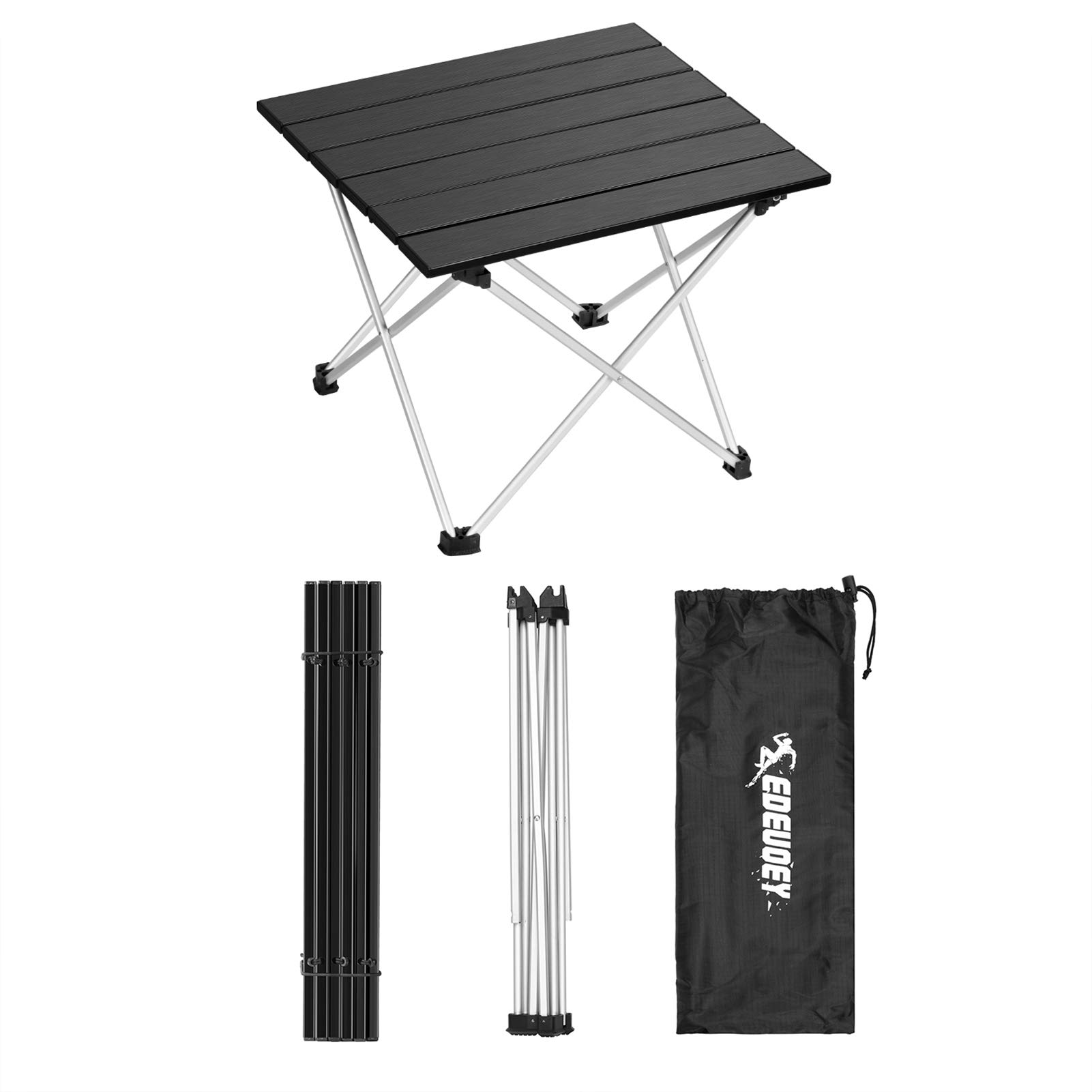 EDEUOEY Aluminum Folding Camping Table: Roll up Top Waterproof Bag Family Cooking Hiking Sand Picnic Low Mini Compact End Backpacking Outdoor Beach Collapsible Lightweight Small