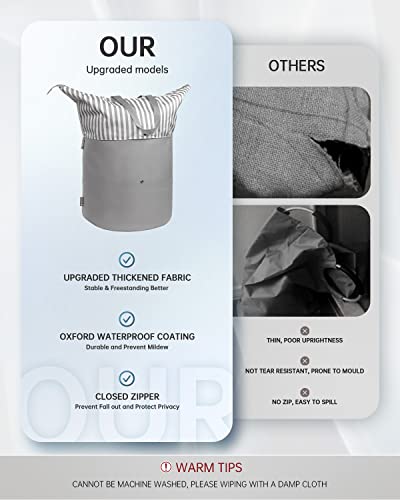 MULISOFT 90L Laundry Hamper with Handles & Zipper, Collapsible Large Laundry Basket, Foldable Clothes Hamper for Laundry, Dorm, Nursery, Bedroom, Travel, Storage for Toys, Blankets, Clothes, Grey