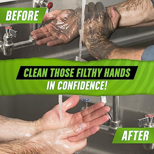 Grip Clean | Degreaser Hand Cleaner for Auto Mechanics - Dirt-Infused Liquid Hand Soap Absorbs Grease, Oil, & Odors. Natural Heavy Duty Pumice Soap with Moisturizing Ingredients. Lime Scented.