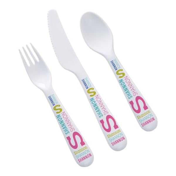 Personalization Universe Repeating Name Personalized Kids 3pc Utensil Set