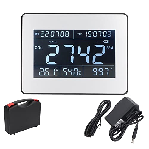 Indoor CO2 Monitor, Historical Data Record 6 in 1 Multifunction Automatic Brightness Adjustment High Accuracy Carbon Dioxide Detector IP40 for Classrooms