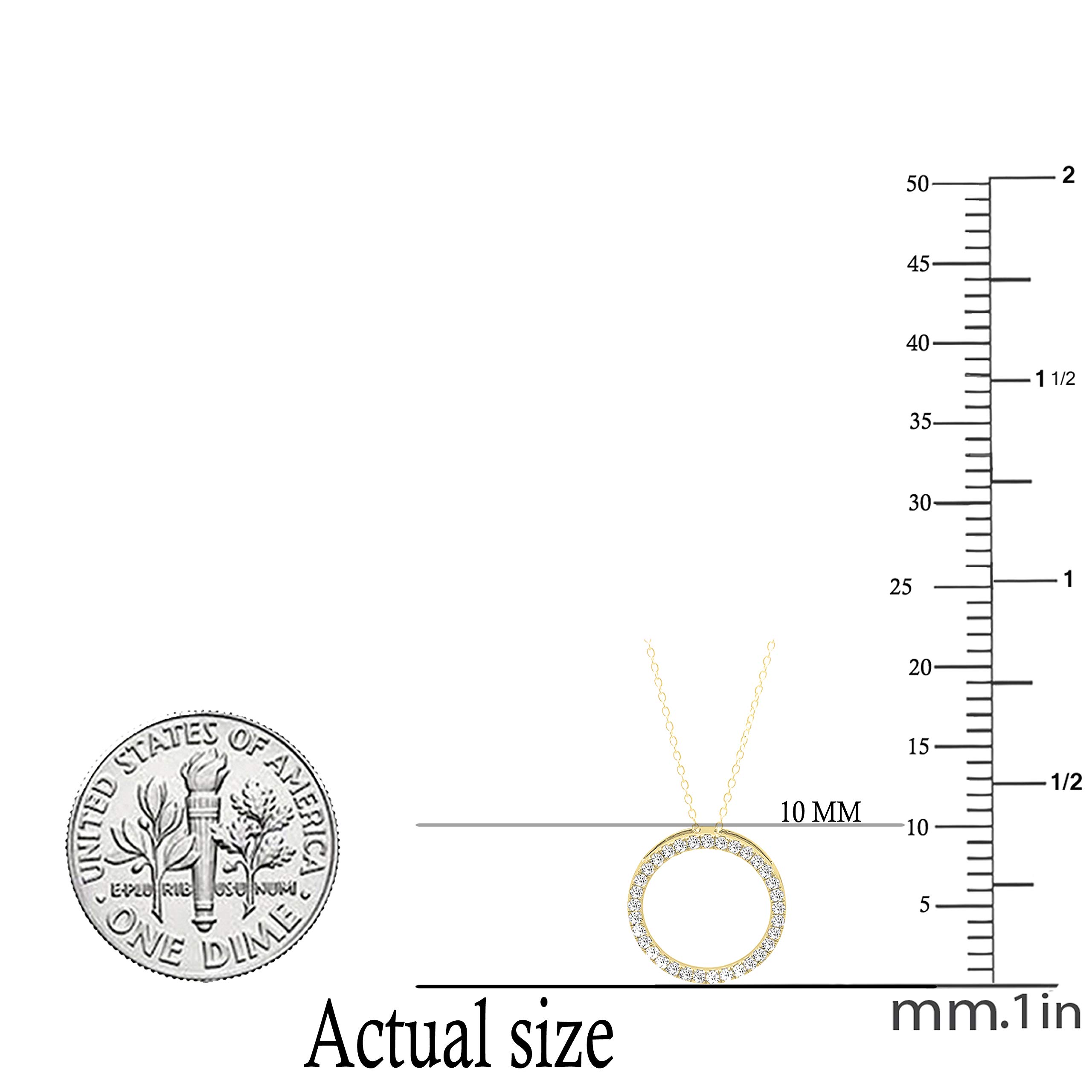 Dazzlingrock Collection 0.10 Carat (ctw) DGLA Certified Round White Diamond Circle Pendant (Gold Chain Included) 1/10 CT, 18K Yellow Gold