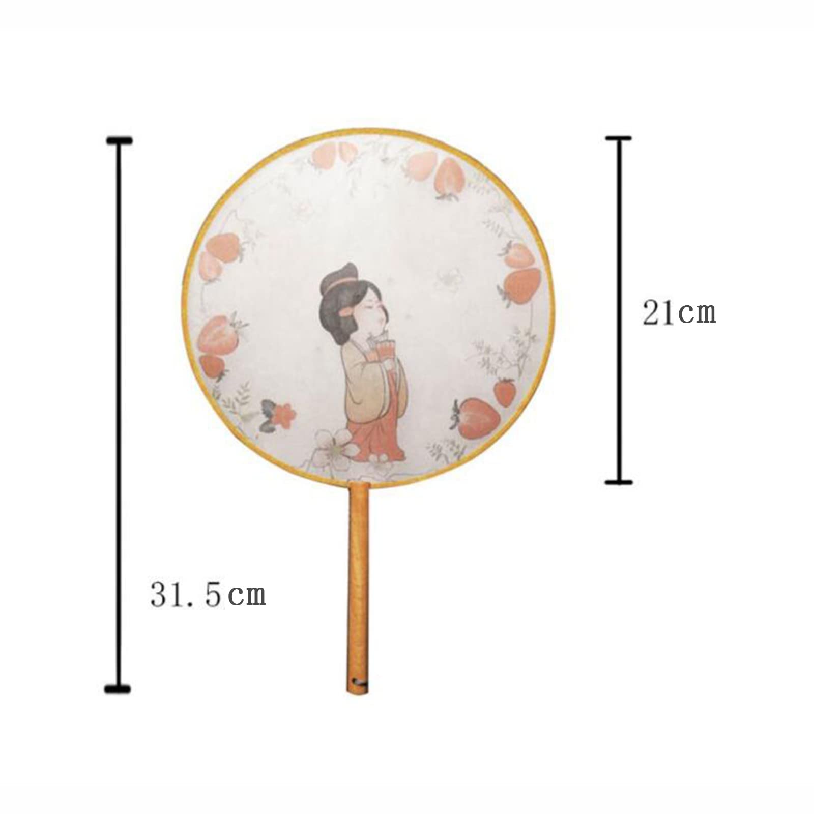 ERTUO Chinese Style Round Fan Simulation Silk Hand Fan Court Fan Dance Fan Hanfu Cheongsam Fan