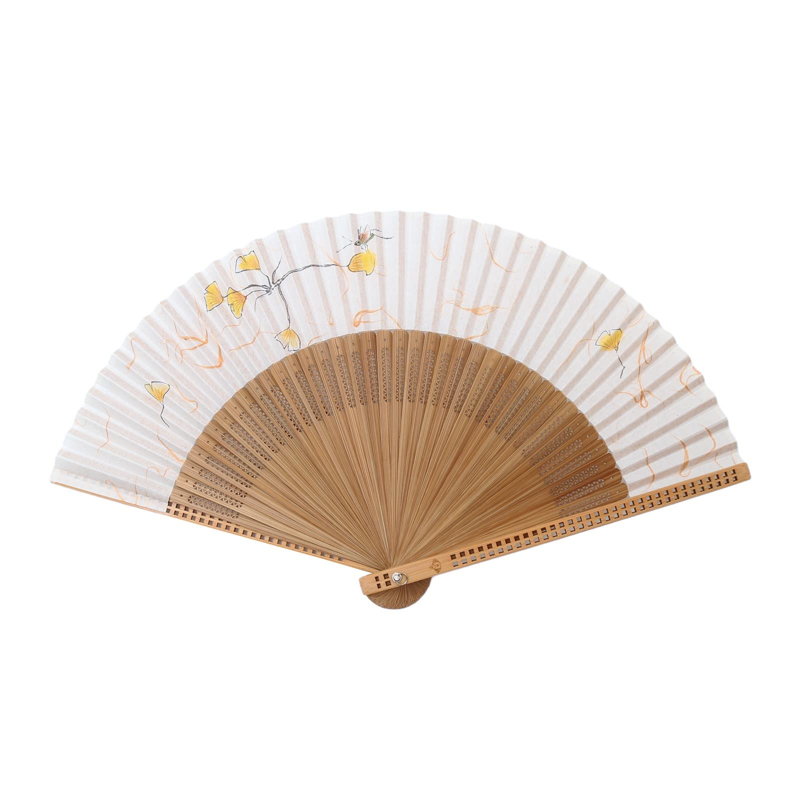 ERTUO Single Side Embroidered Hand Fan (Flower/Bird) Chinese Style Palace Fan Hanfu Fan