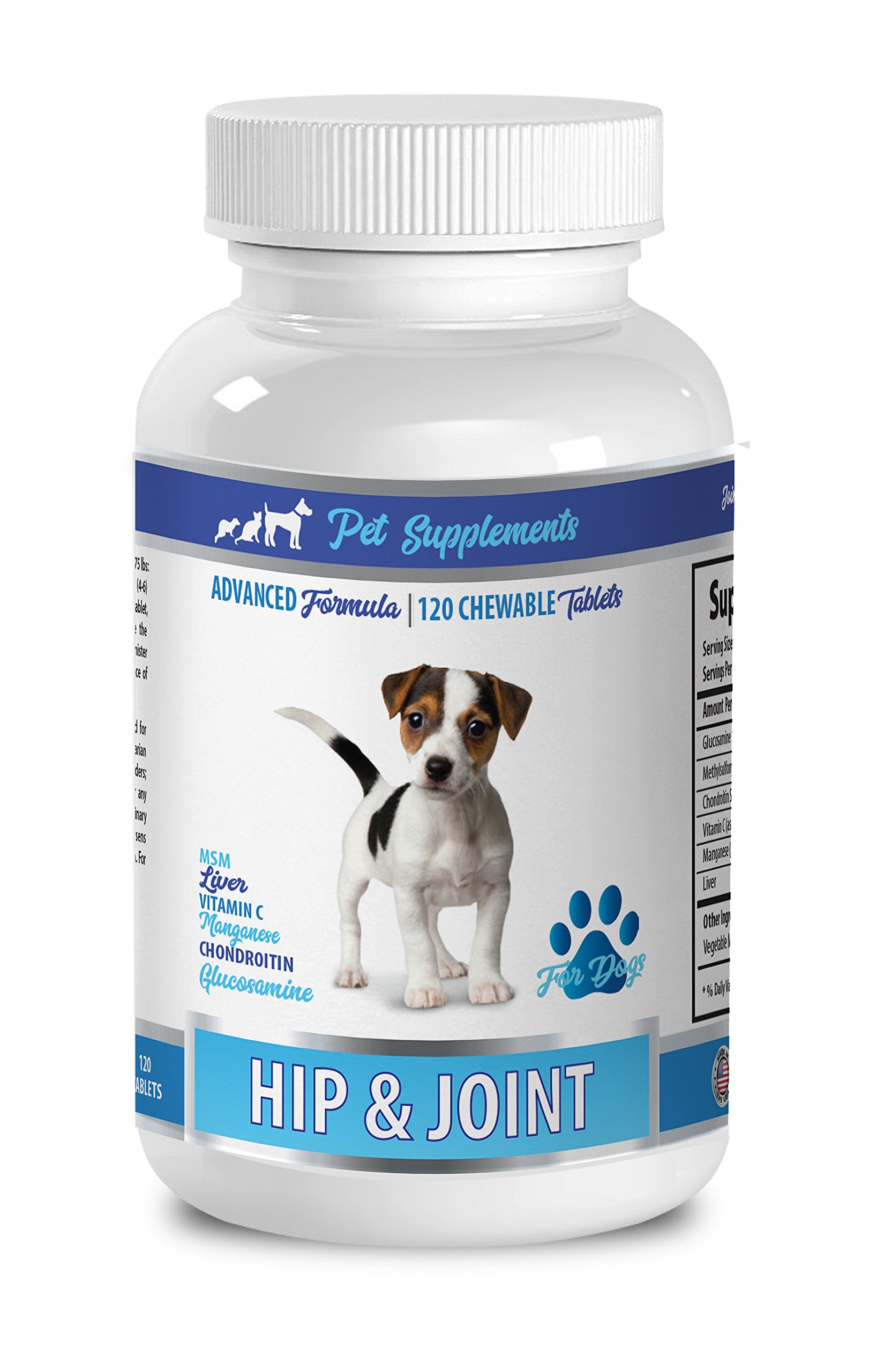 pet Joint Support - Healthy Hip and Joint - for Dogs - Powerful Formula - CHEWABLE - Dog glucosamine Small Dog - 1 Bottle (120 Tablets)