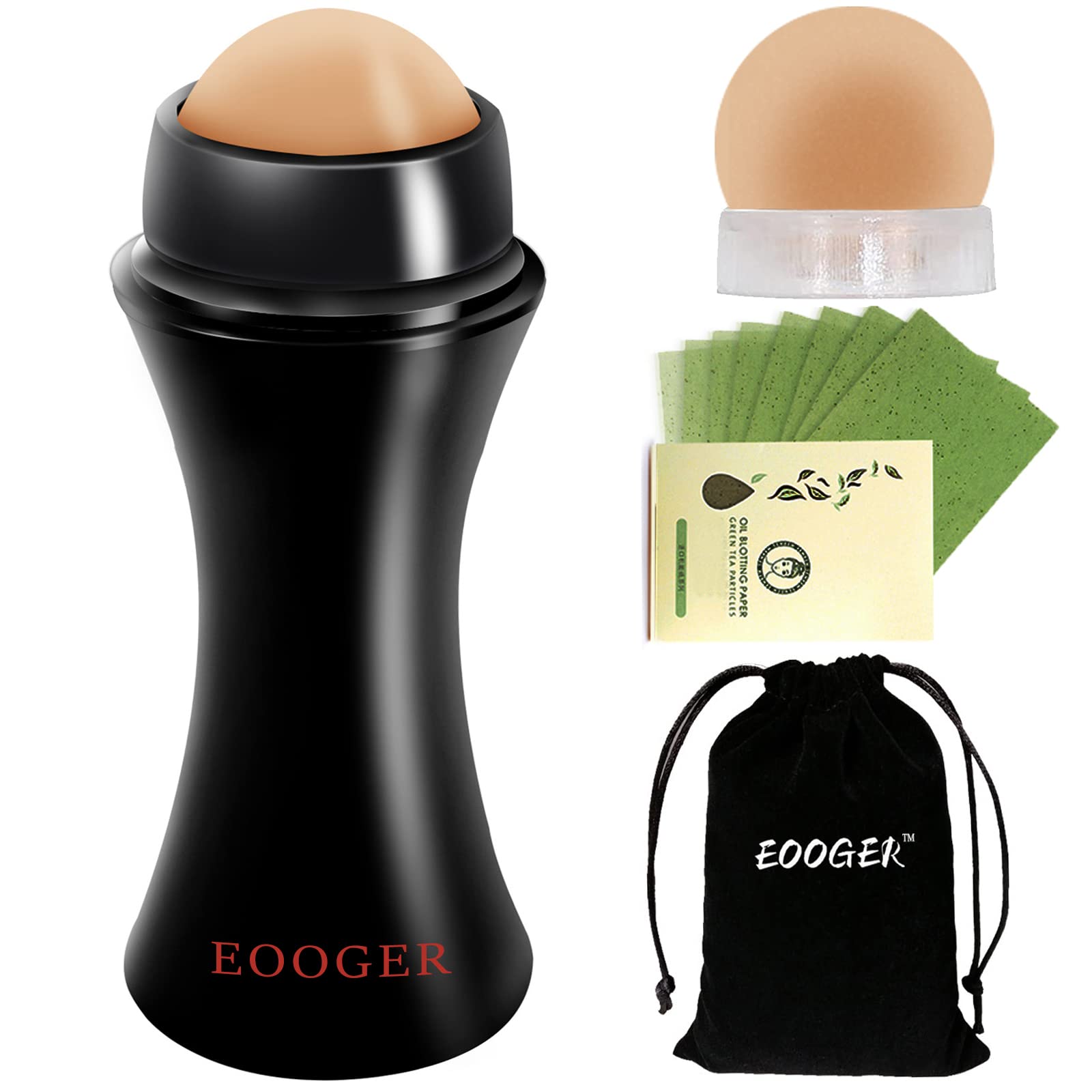 Oil-Absorbing Volcanic Face Roller, Reusable Face Roller Skin Care Facial Skin Care Tools, Oil Control Face Roller Stone, Suitable For Female Girls Makeup Massage Beauty Accessories(Black Set)