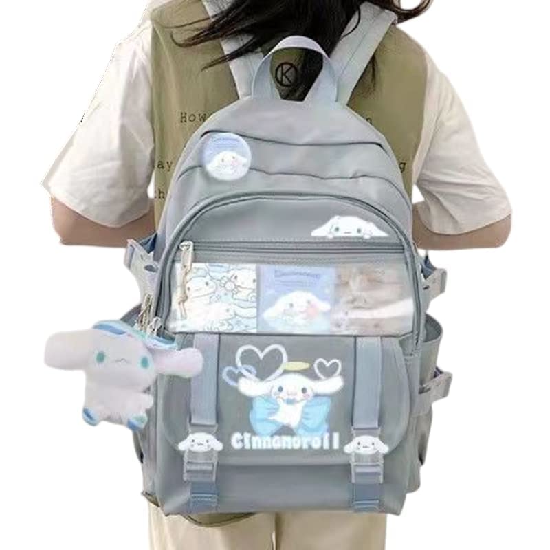 Edles Elves backpack school bag withe side pokect large suitable for boy girl ?hiking camping picnic (white, doll, card, badge)¡