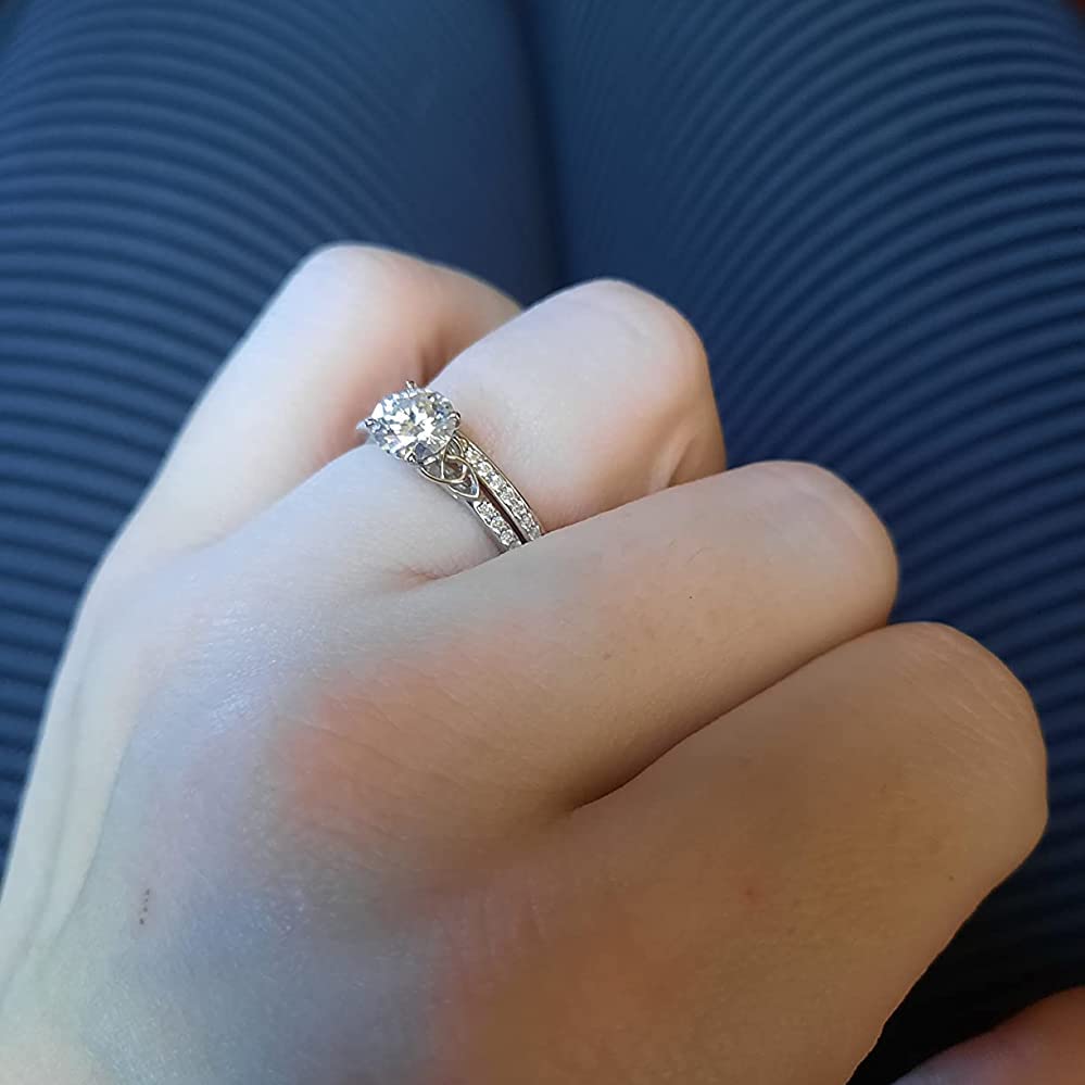 Engagement Ring for Women Bridal Ring Set 1-2/5 ct. tw. Moissanite Engagement Ring Set 10K Gold Celtic Wedding Ring Set for Her