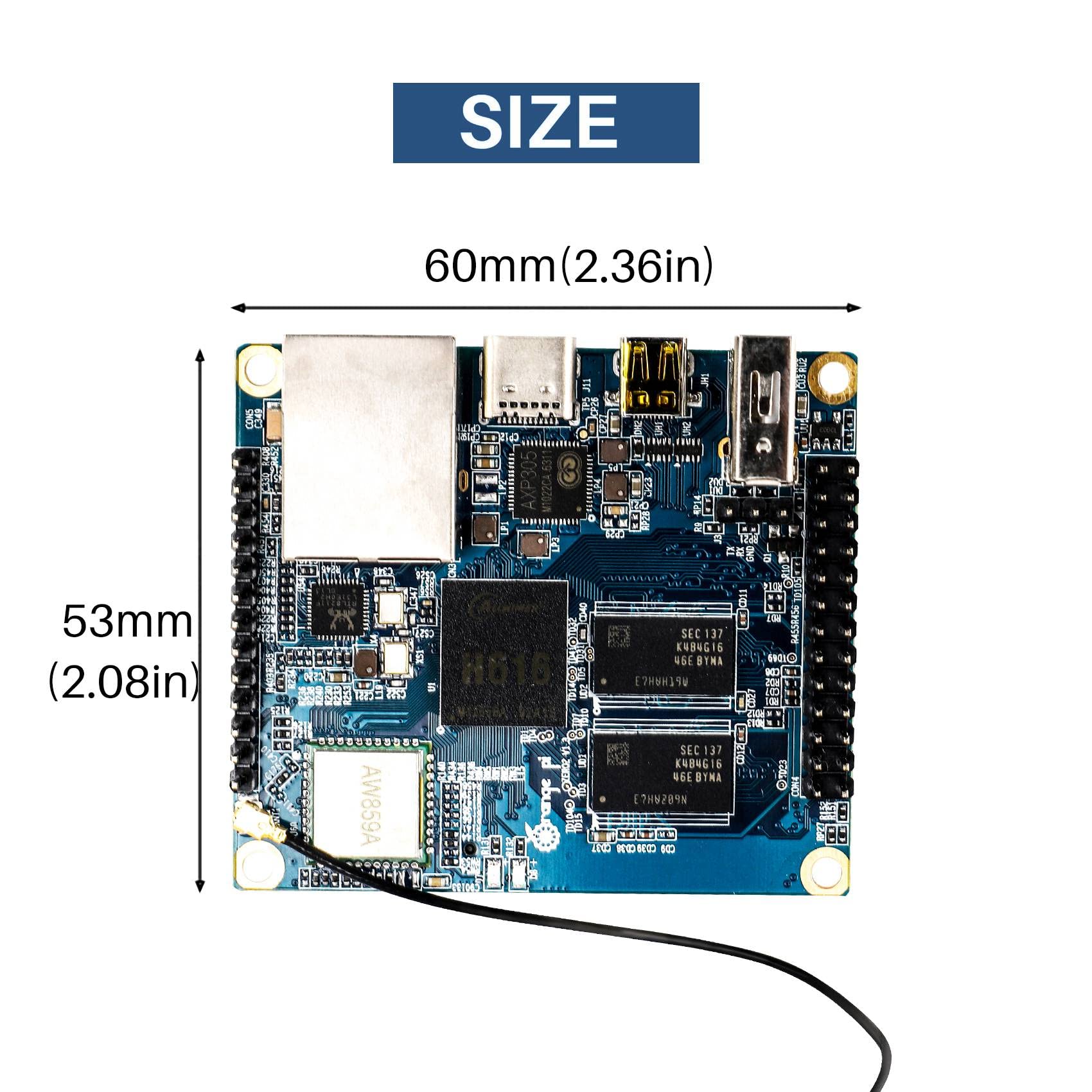 Geroosaty Orange Pi Zero 2,1GB RAM with H616 Chip,Support Gigabit Network, BT, Wif,Run 10,Ubuntu,OS Single Board, blue, 523529