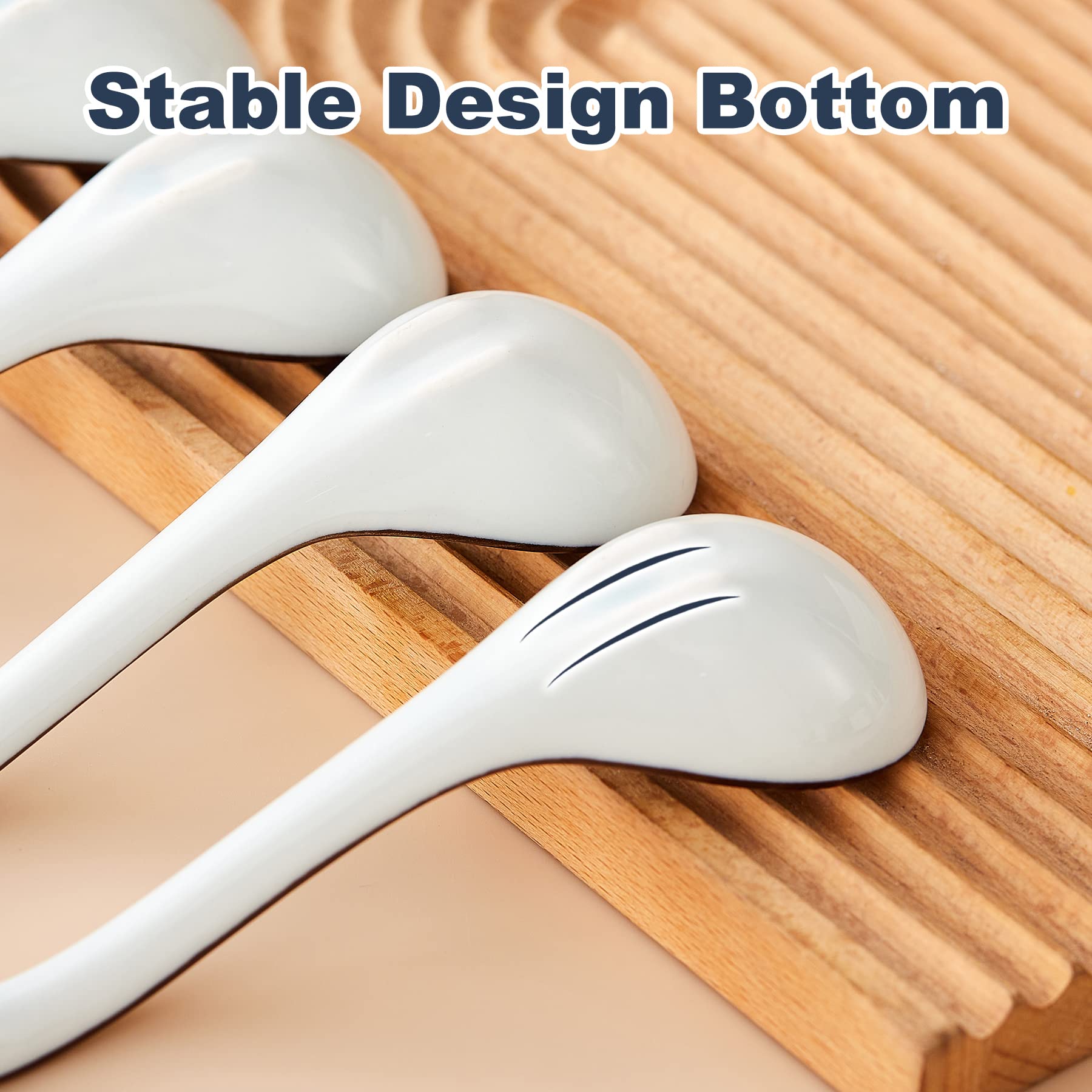 Hoilse Soup Spoons Set of 4,Asian Soup Spoon Ceramic Ramen Spoons, Japanese Soup Spoon Long Handle Perfect Depth for Dumpling, Pho, Noodles, Miso, Chinese Wonton, Dishwasher Safe