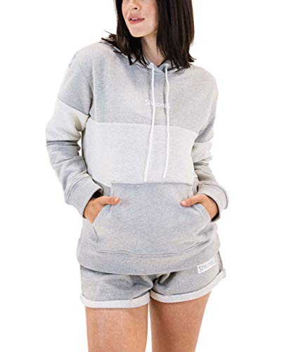 Spalding Womens Activewear Heritage Blocked Hoodie Sweatshirt,Lt Hth Grey,Small