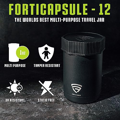 Fortiflower - Upgraded Lid | 12oz Storage Container Jar | Light Proof Jars, Herb Jar, Static, Child Resistant Spice Jar, Coffee Jar, Protein Powder Container & more!