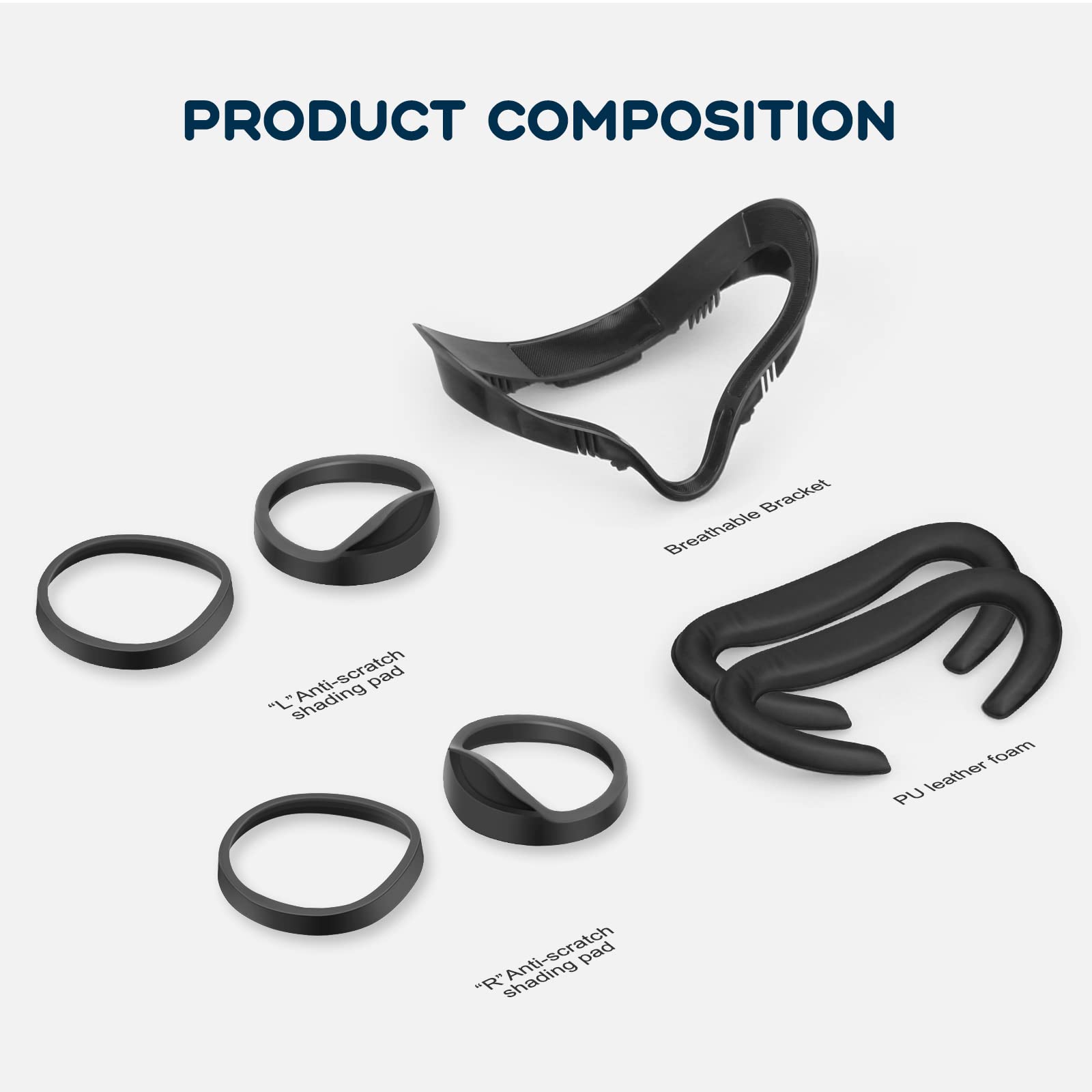Esimen Face Pad Facial Interface Compatible with Meta Quest 3 Accessories,with Soft PU Face Cushion Pad Replacement for Oculus Quest 3 and Breathable Ice Silk Cotton (for Quest 2)