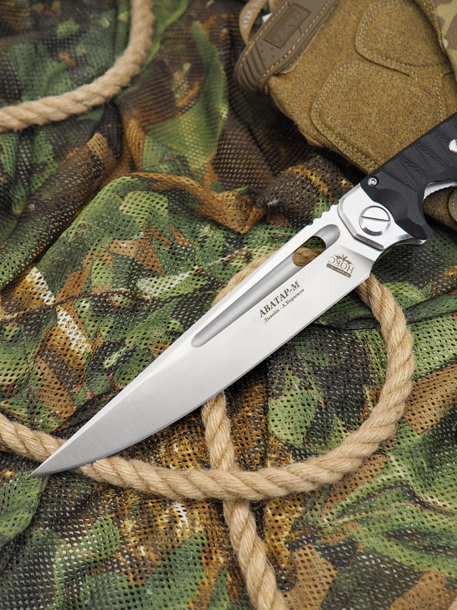 HOKC Avatar-M | 334-189404 | Pocket Knife, EDC Knife by Official Dealer - Designed by Russian Master Aleksander Biryukov - Liner Lock, G10 Handle, Innovative Opening Mechanism, Ball Bearing Pivot, Comfortable Pocket Clip, Long and Durable AUS8 Stainless S
