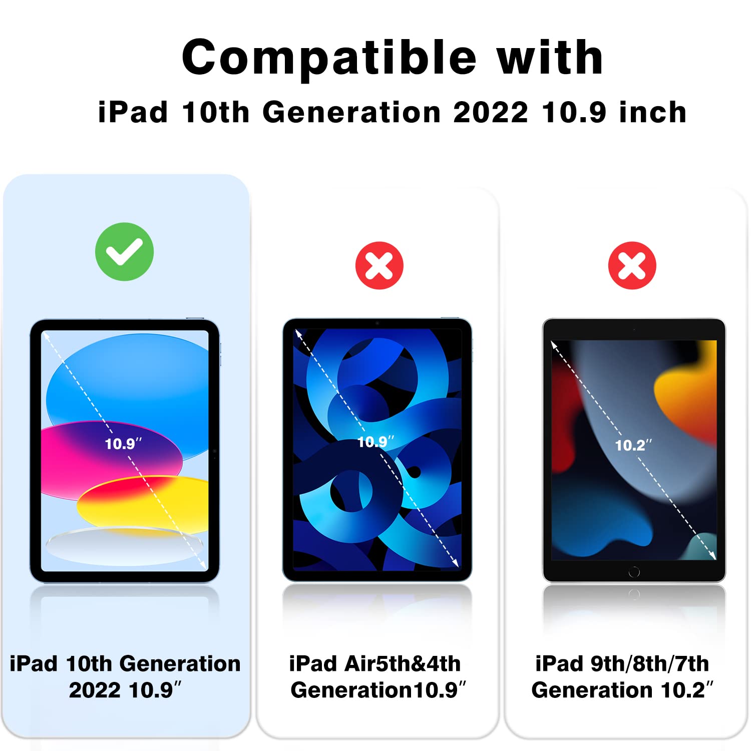 iPad 10th Generation Case 2022, 10.9 Inch Ipad Case with Clear Transparent Back Shell, Acrylic Shockproof Hard Protective Cover, Auto Sleep/Wake, Trifold Stand (White)