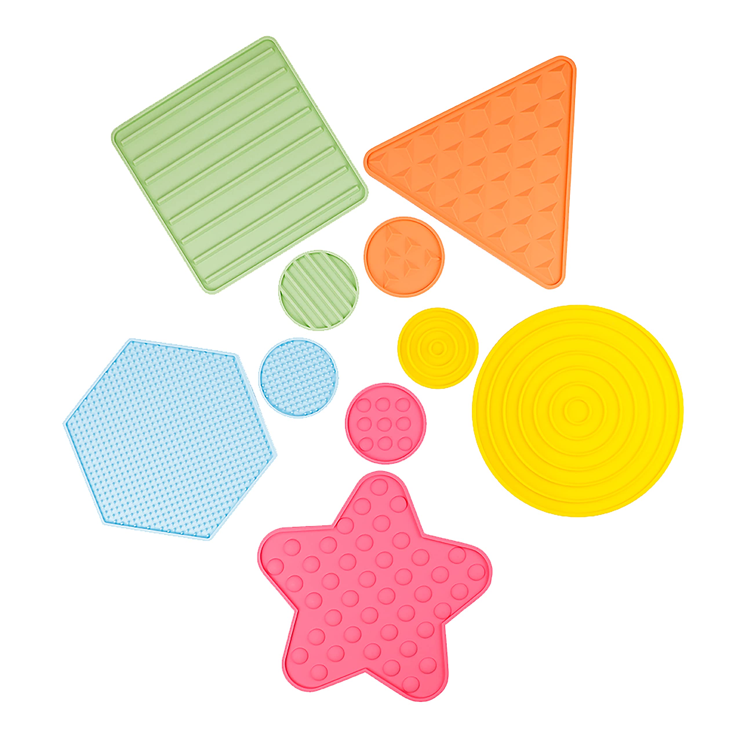 edusense Toddler Sensory Toys for Autistic Kids & Children, Silicone Sensory Mat with Different Textures & Shapes (10 PCs), Tactile Stimulation Promotes Communication & Coordination for Sensory Room