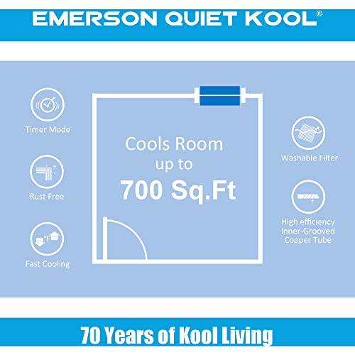 Emerson Quiet Kool 14,000 BTU 230V 4 in 1 Through-the-Wall Air Conditioner, Heater, Dehumidifier, and Fan, For Rooms up to 700 Sq. Ft., with Remote Control and 24H Timer