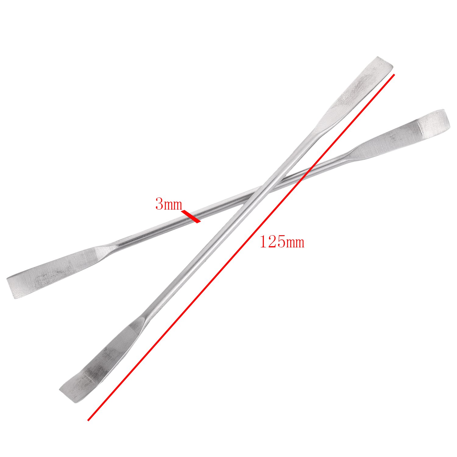 Geuxe 2Pcs 125mm Length Double Head Lab Instruments Stainless Steel Sampling Spatula, Silver
