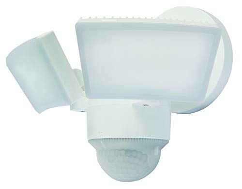 IQ America Motion Security Flood Light Eave/Soffit or Wall Universal Mount 1100 Lumen LED Outdoor Weatherproof Adjustable Motion Sensor, 180° 50' Detection, Yard Barn Shed Attic Workshop Garage WH