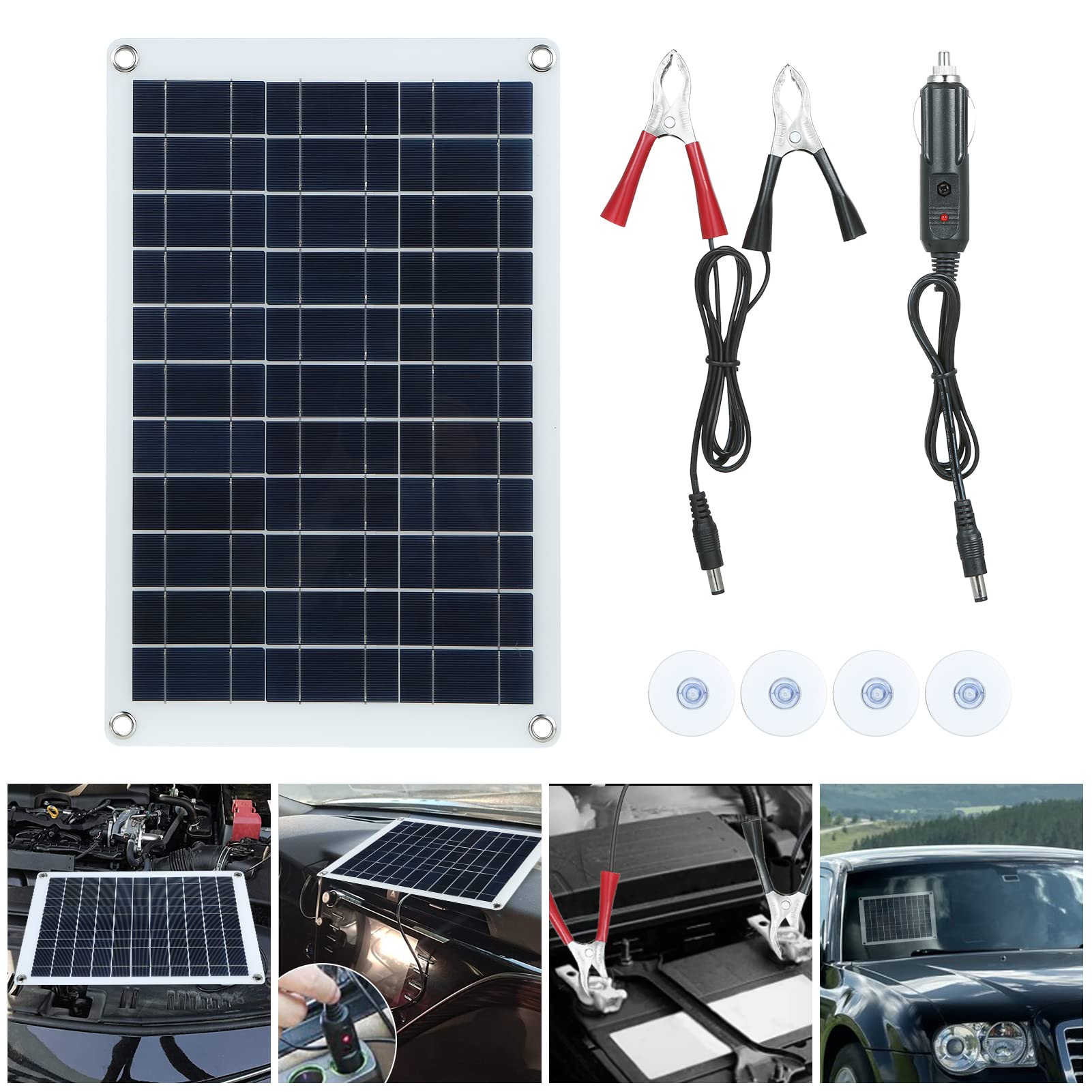 ERYUE 60W D C 5V/18V Flexible Solar Panel Kit, 60W D C 5V/18V Flexible Solar Panel Kit Set IP65 Water Resistance/D C Clip/ 1 * Car C-harger for Home Car Boat Indoor Outdoor Use Portable