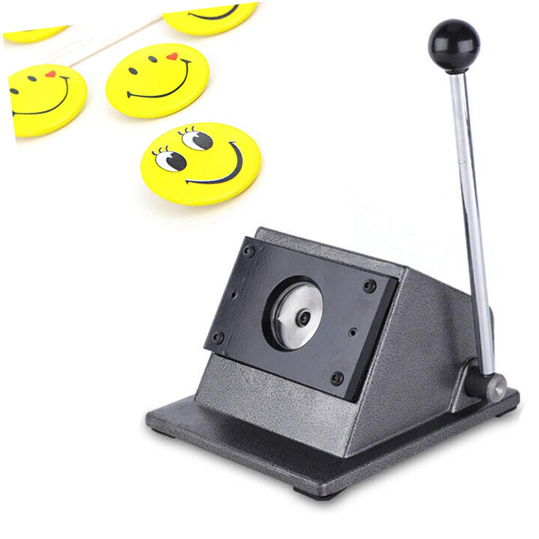 DNYSYSJ Badge Button Maker Cutting Machine Manual Round Graphic Punch Die Cutter DIY Button Badge Making Kit 37mm (49mm Cut Diameter)