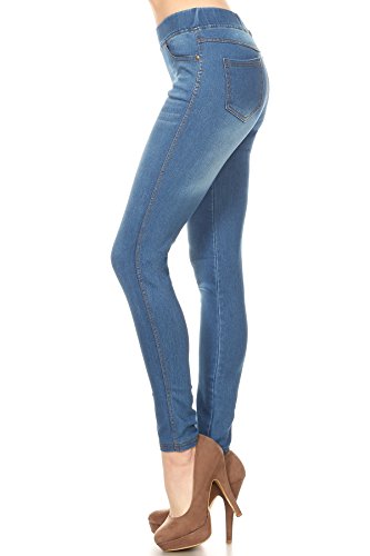 Women's Stretch Pull-On Skinny Ripped Distressed Denim Jeggings Pants 3XL Blue-69