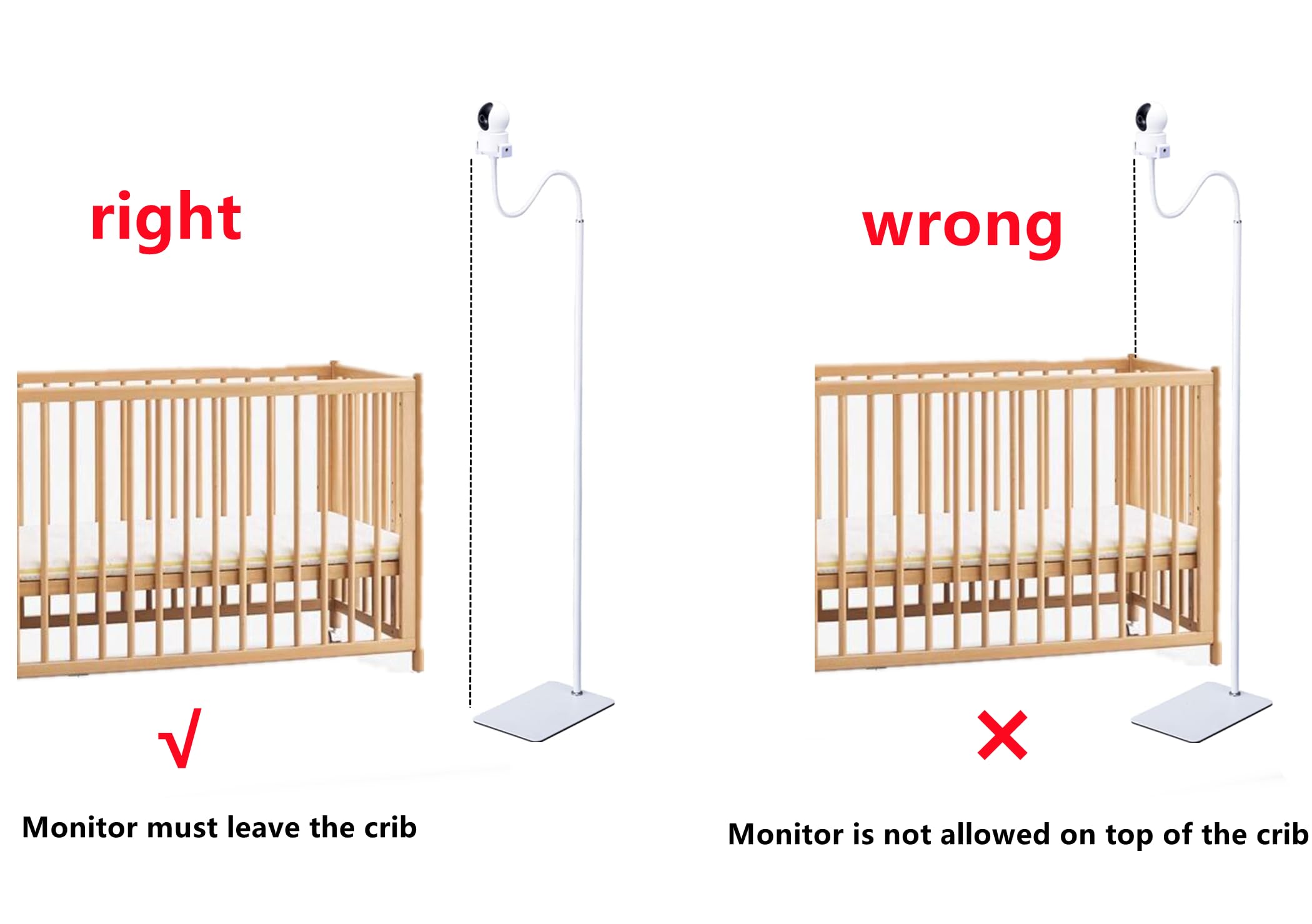 JTACHIONG White Floor Holder Stand Mount with Clamp for Surveillance Camera, 3lb Sturdy Base,Height Adjustable 31.5-68.8",Compatible with Baby Camera Monitor/Security Camera