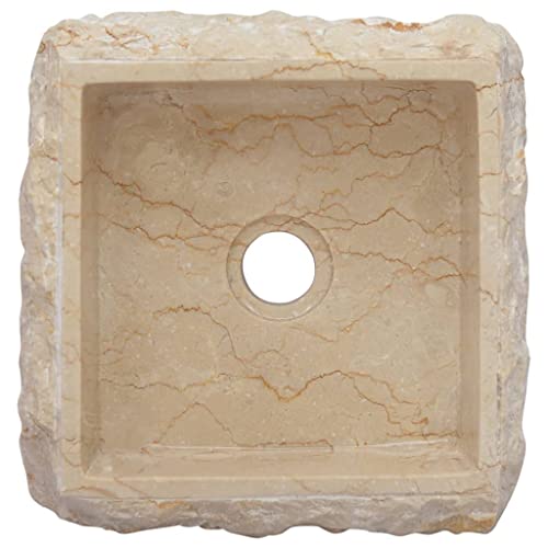 Sink Cream 11.8"x11.8"x5.1" Marble,Modern Marble Sink: A Touch of Elegance for Your Bathroom or Washroom Bath Fixtures,Bathroom Sinks